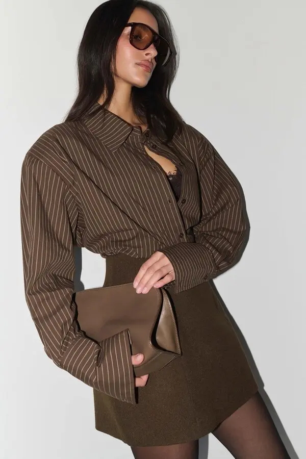 Meshki Rosalind Button Back Cotton Shirt - Brown