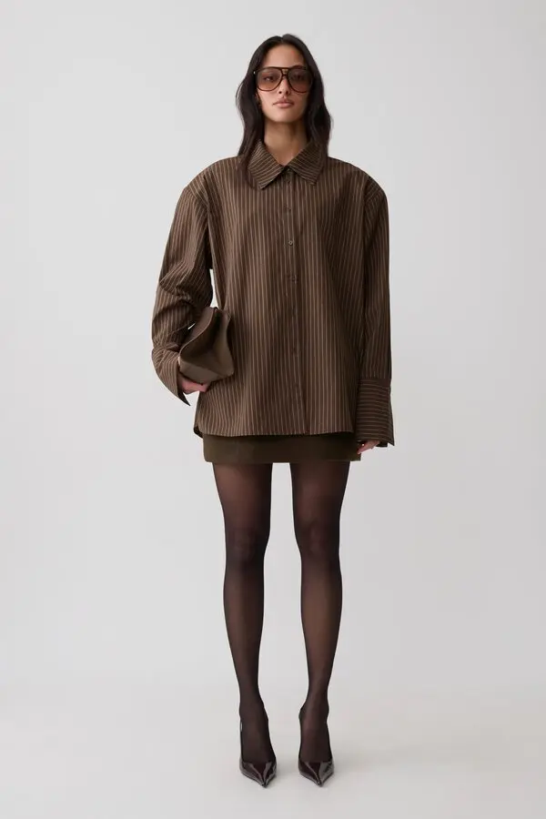 Meshki Rosalind Button Back Cotton Shirt - Brown