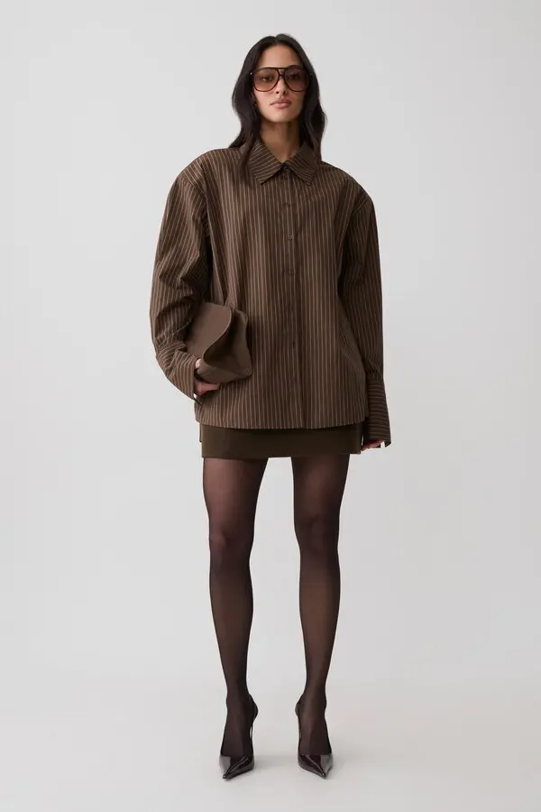 Meshki Rosalind Button Back Cotton Shirt - Brown
