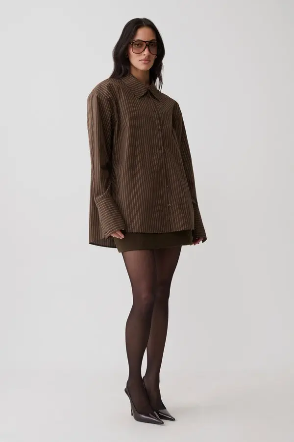 Meshki Rosalind Button Back Cotton Shirt - Brown