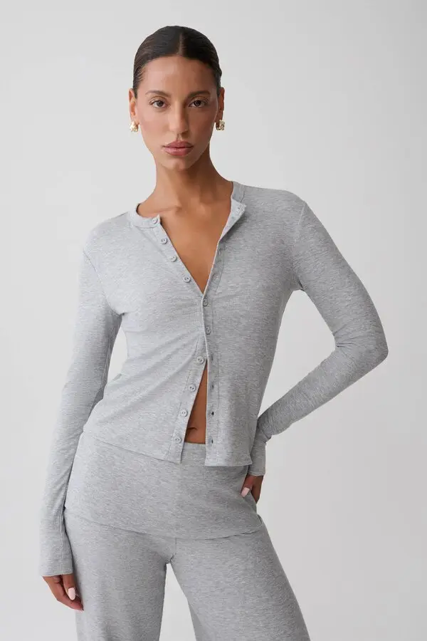 Meshki Evadne Button Down Jersey Cardigan - Grey