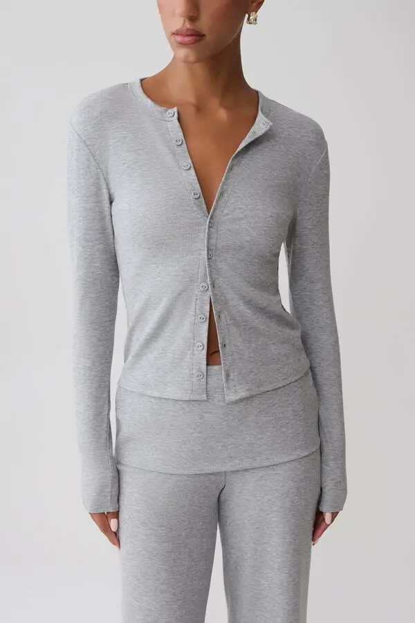 Meshki Evadne Button Down Jersey Cardigan - Grey