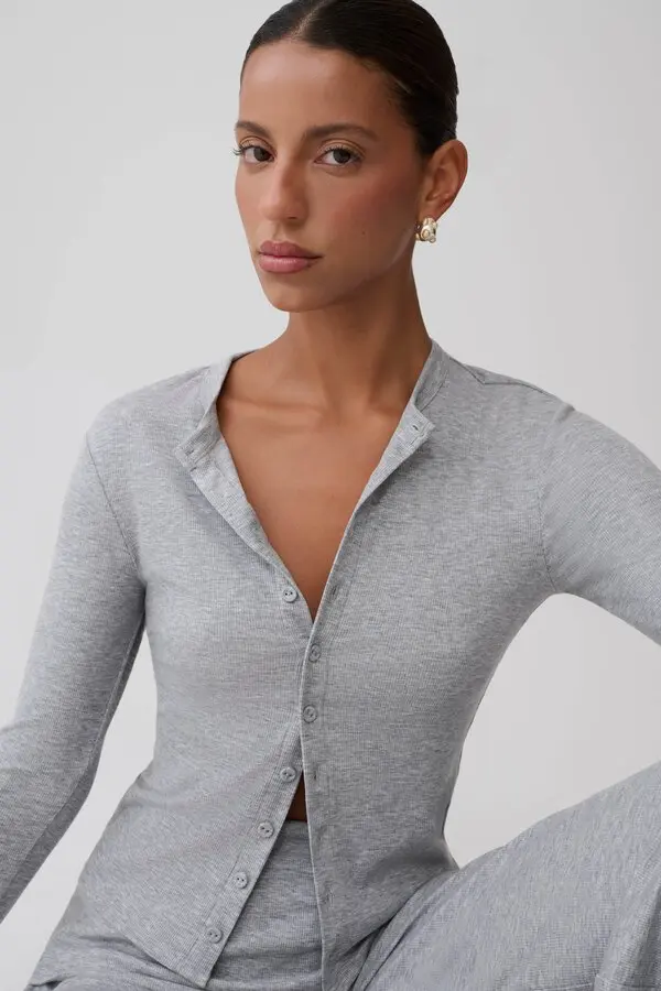 Meshki Evadne Button Down Jersey Cardigan - Grey
