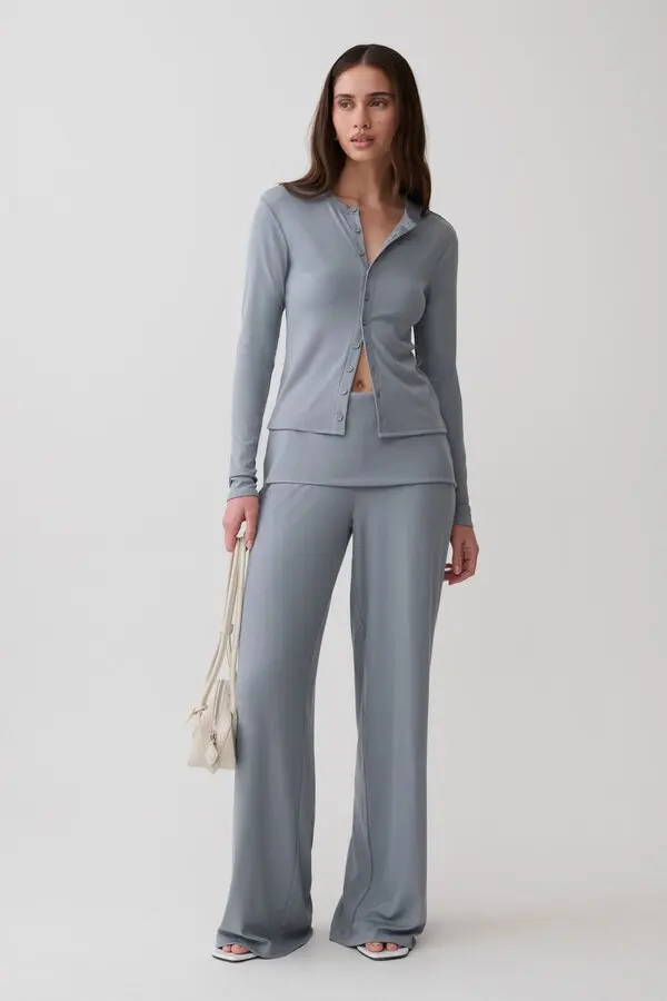 Meshki Evadne Button Down Jersey Cardigan - Blue
