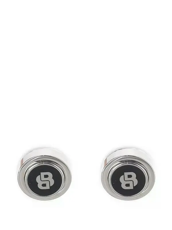 BOSS Monogram-logo Round-face Cufflinks - Silver