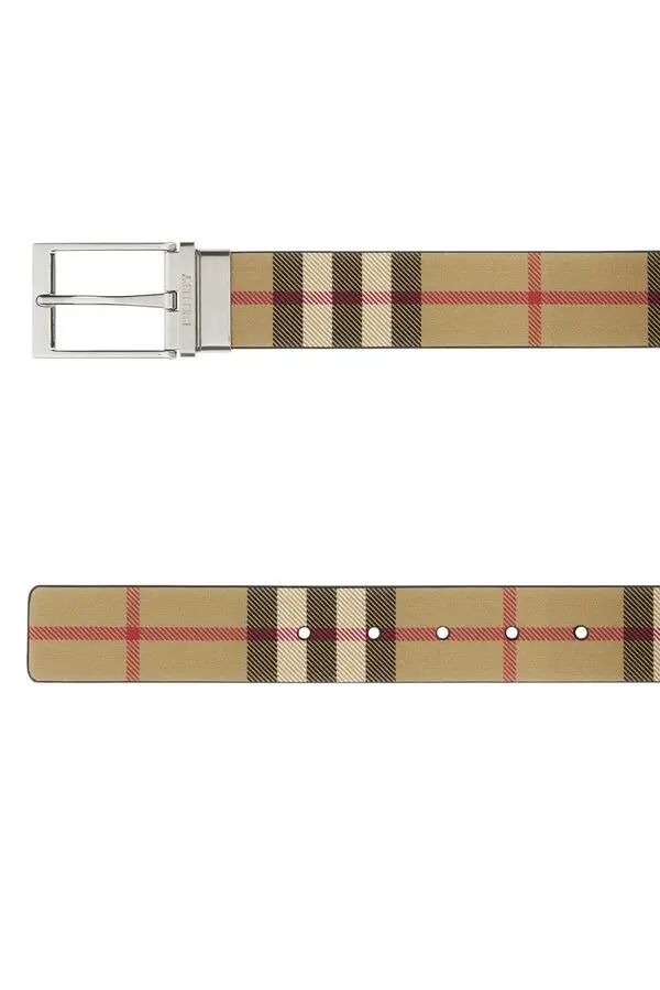 Burberry Printed Canvas Reversible Check Belt