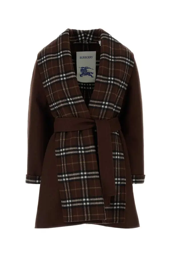 Burberry Embroidered Wool Coat - Brown