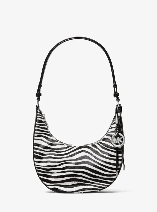 Michael Kors Nolita Small Zebra Print Calf Hair Convertible Pochette In By - Black