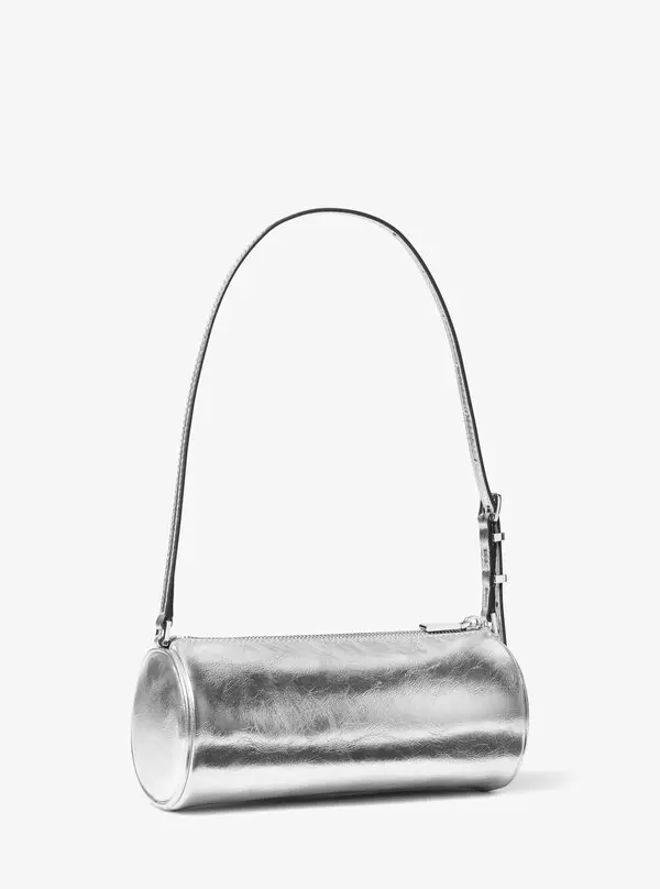 Michael Kors Izzy Small Metallic Pochette In By - Silver