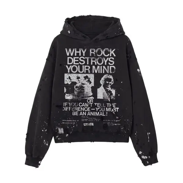 OTHER UK Rock Music Destroys Print Studio Hoodie Aged