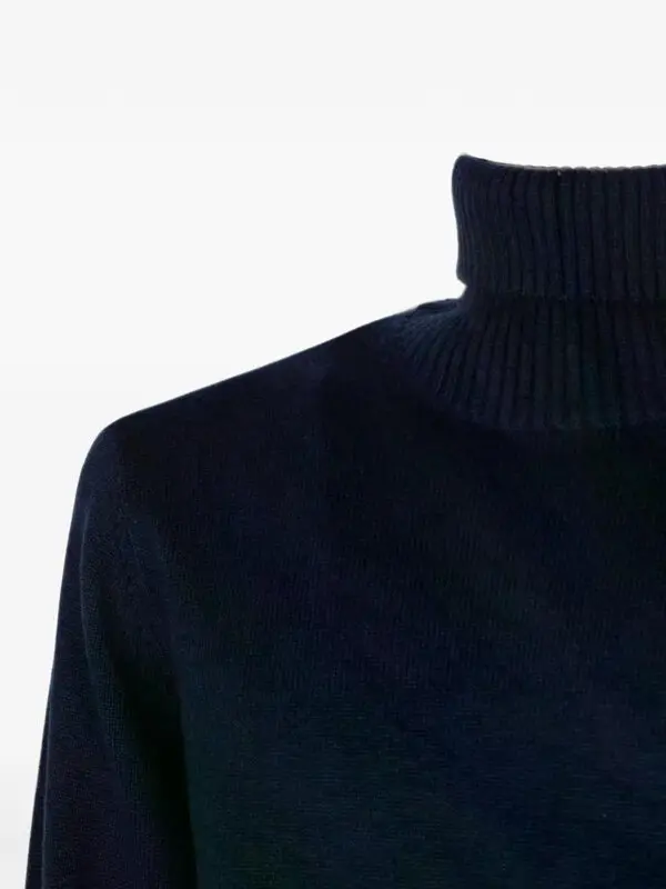 KANGRA Roll-neck Stockinette-stitch Sweater - Blue