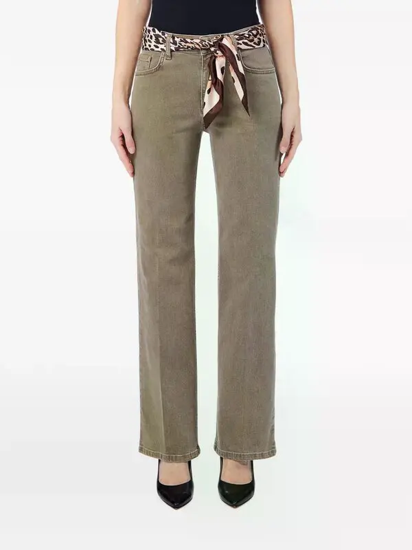 Liu Jo Leopard-print Scarf Straight-leg Jeans - Neutrals