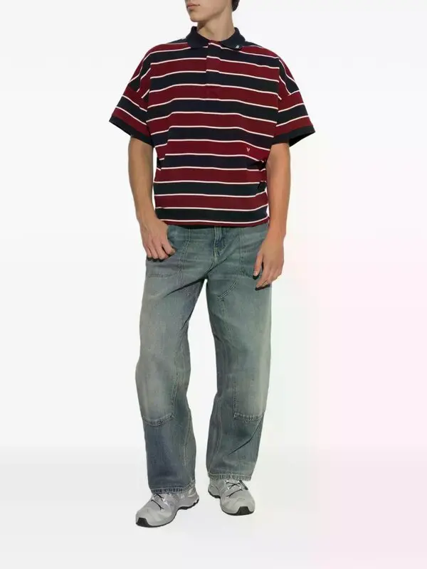 Rhude Fontaine Striped Ss Polo Shirt - Red