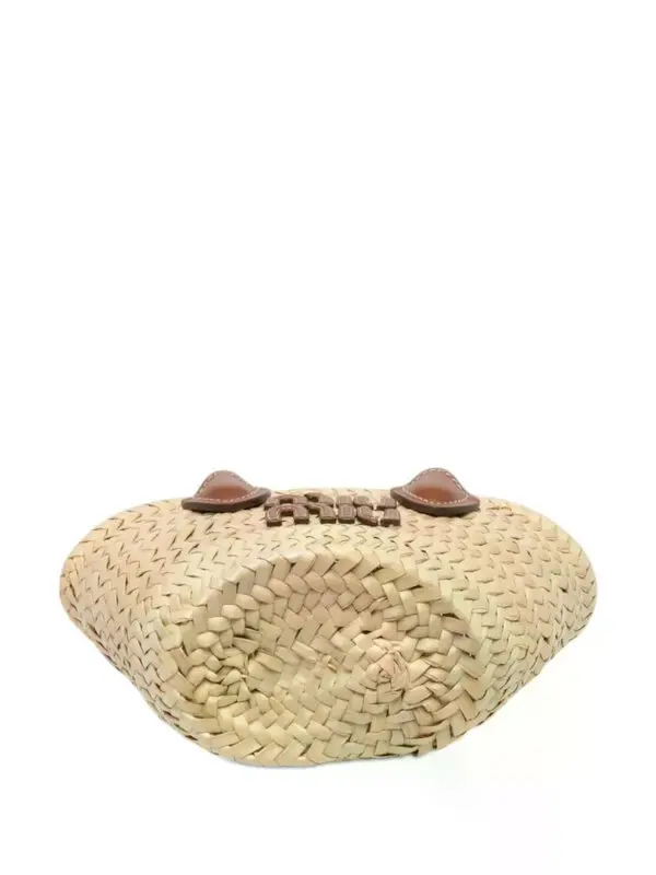 Miu Miu 2010-2026 Raffia Logo Braided Top Handle Bag Satchel