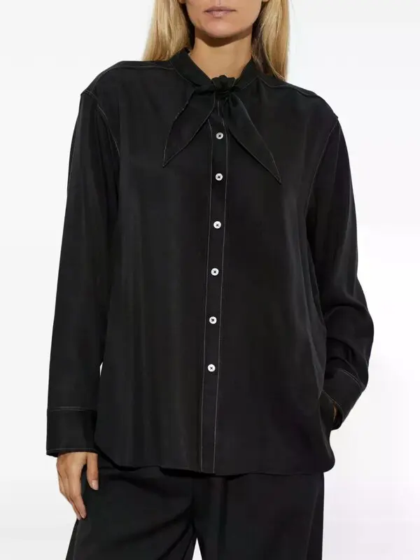 Paul Smith Tie-neck Contrast-stitch Shirt