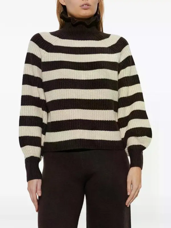 Max Mara Pontile Ruffled-trim Striped Sweater