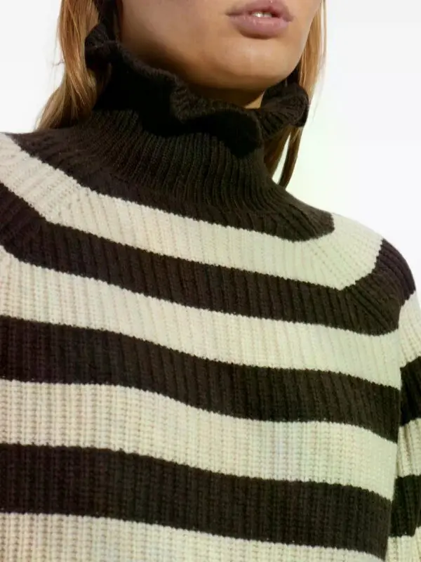 Max Mara Pontile Ruffled-trim Striped Sweater