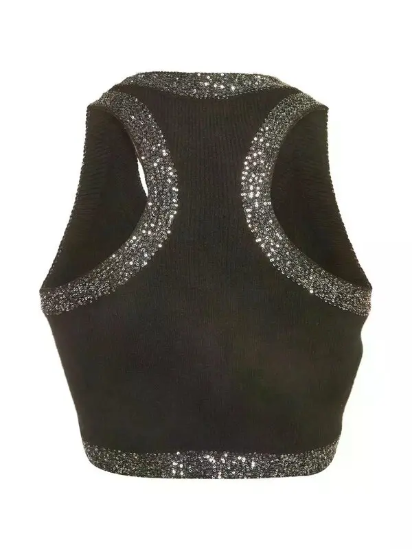 Miu Miu Sequin-embellished Knit Crop Top