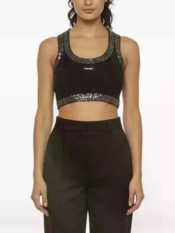 Miu Miu Sequin-embellished Knit Crop Top