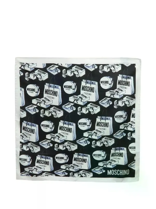 Moschino Shopping Bag Print Square Scarf - Black