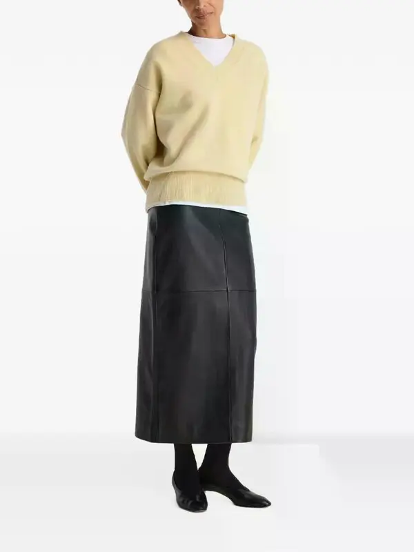 RÓHE Leather Midi Skirt