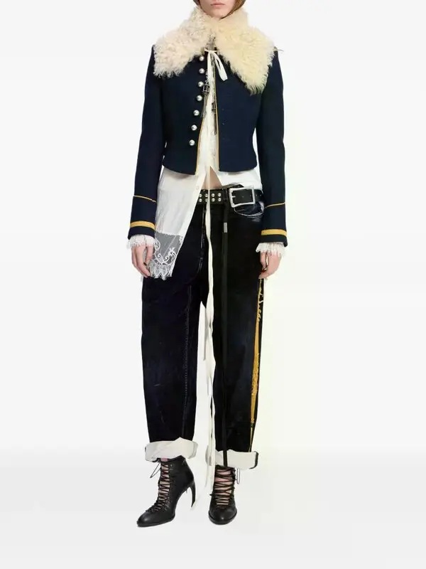 ANN DEMEULEMEESTER Flocked Distressed Jeans - Blue