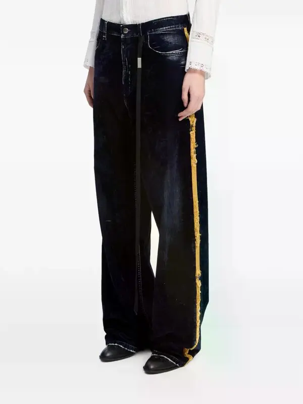 ANN DEMEULEMEESTER Flocked Distressed Jeans