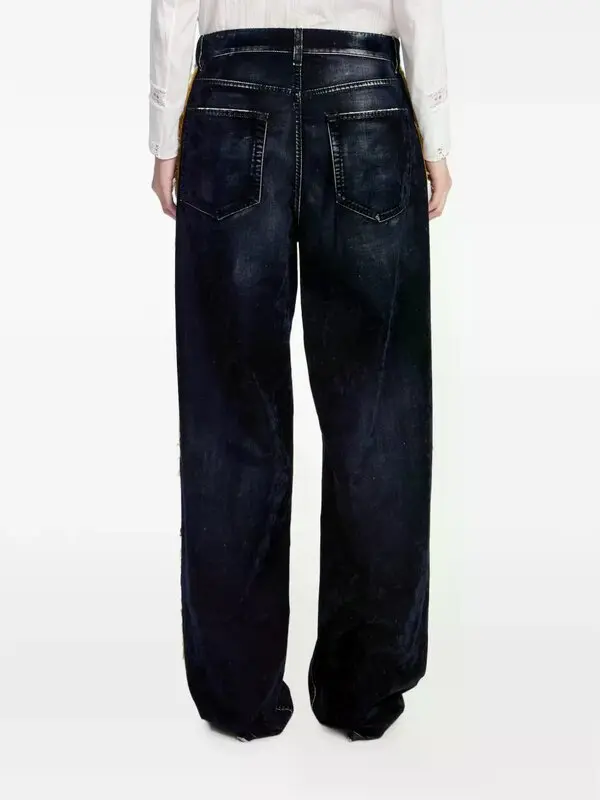 ANN DEMEULEMEESTER Flocked Distressed Jeans