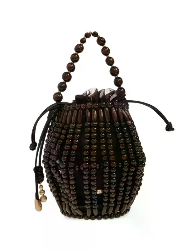 Cult Gaia Lanterna Beaded Wood Bucket Bag
