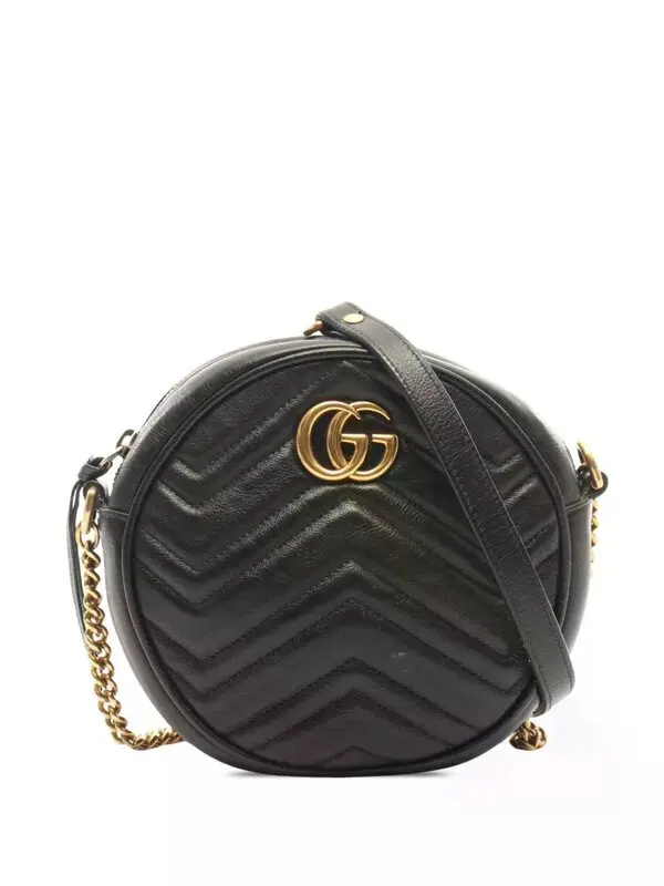 Gucci 2000-2015 Mini Gg Marmont Matelasse Calfskin Round Crossbody Bag