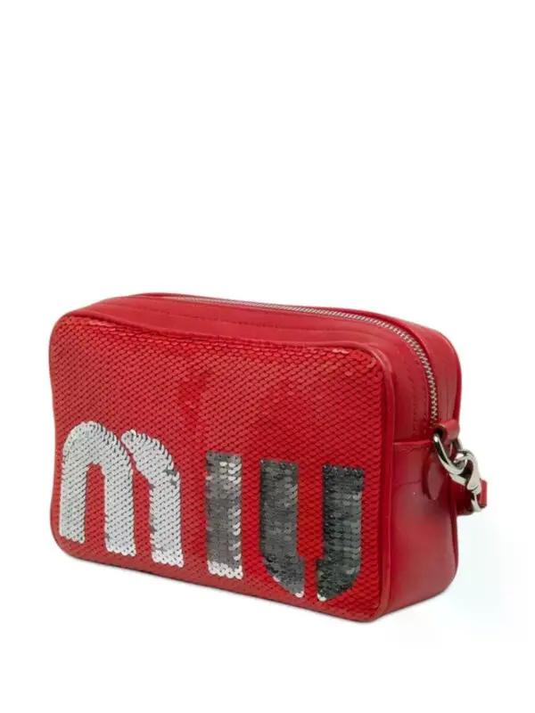 Miu Miu 2019 Sequins Paillettes And Calfskin Logo Crossbody Bag