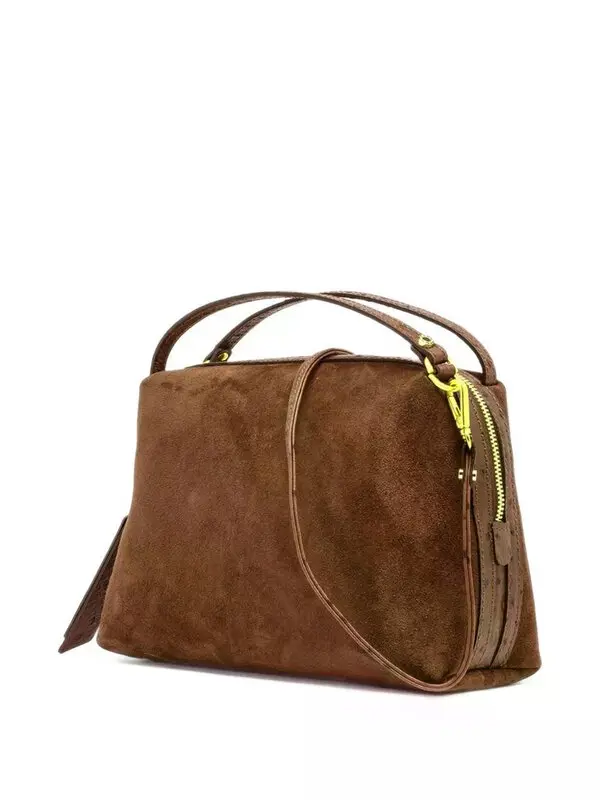 GIANNI CHIARINI Medium Alifa Suede Ostrich-effect Shoulder Bag