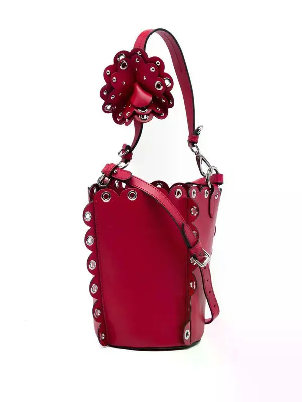 Miu Miu 2010-2026 Calfskin Scalloped Grommet Bucket Bag
