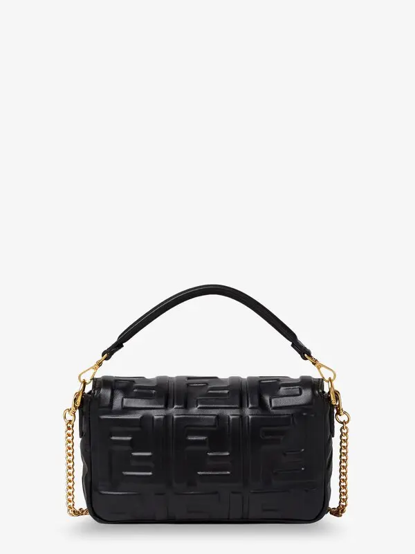 Fendi Baguette Mini Leather Shoulder Bag With Embossed Ff Pattern