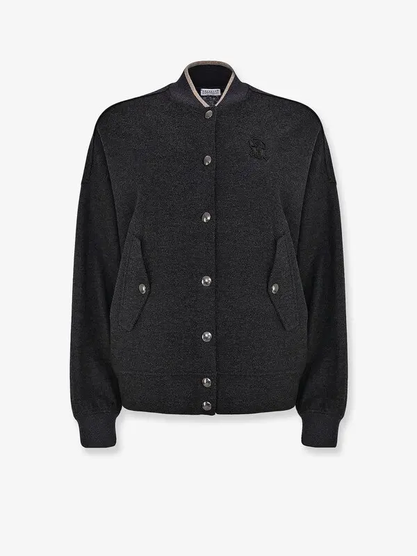 Brunello Cucinelli Cashmere Interlock Bomber Jacket With Logo