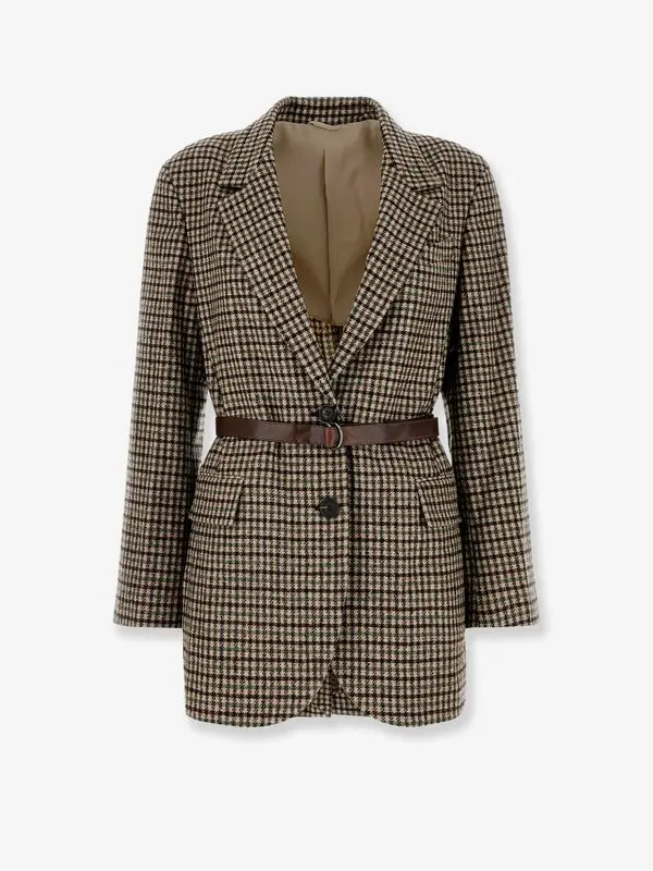 Brunello Cucinelli Madras Blazer With Belt