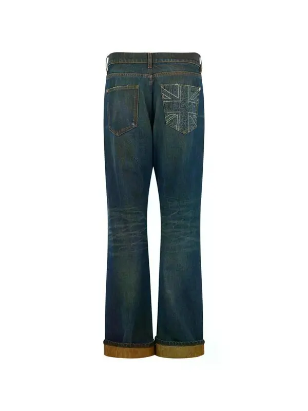 John Richmond Union Jack-embroidered Whiskered Jeans