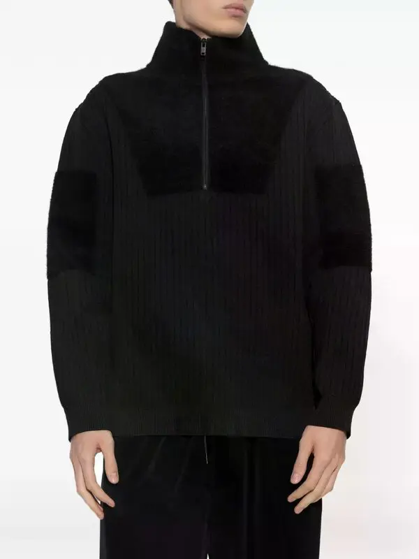 Y3 Knit Sweatshirt With Half-zip And Colourblock Panels