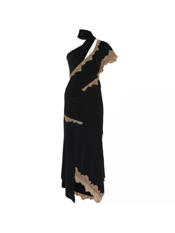 DE LA VALI Cosima Ss Satin Maxi Dress - Black