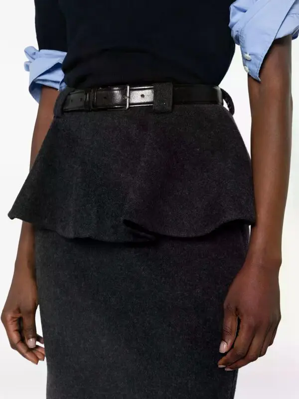 N°21 Peplum-waist Wool-blend Midi Skirt