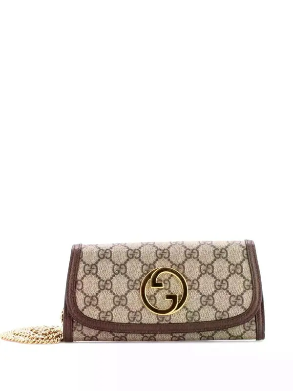 Gucci Blondie Nm Continental Chain Wallet Gg Coated Canvas Shoulder Bag - Brown