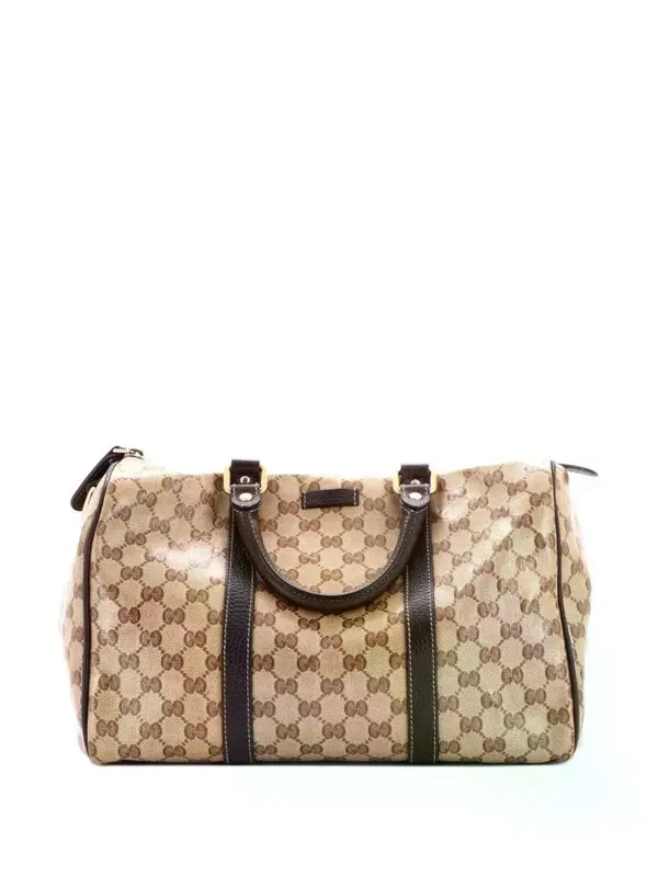 Gucci Joy Boston Bag Gg Coated Canvas Medium Satchel - Brown