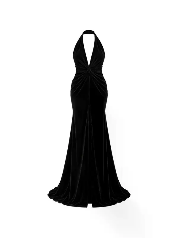 ROSERRY Sienna Halterneck Velvet Gown - Black