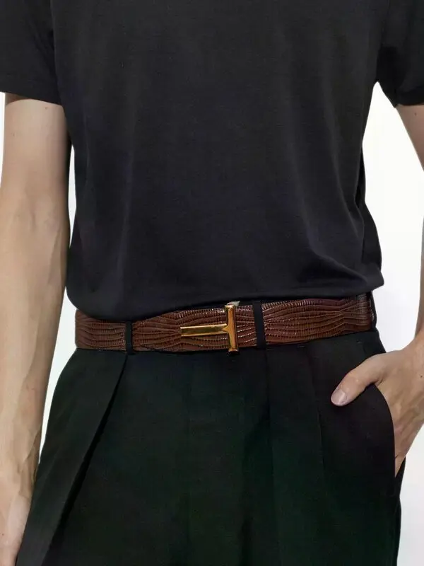 TOM FORD Printed Croc T Icon Reversible Belt