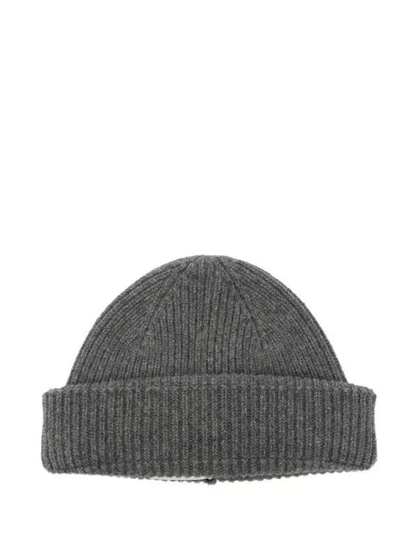 AMARANTO Ribbed Beanie Hat - Grey