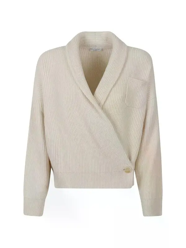 Brunello Cucinelli Ribbed-knit Cardigan - Neutrals