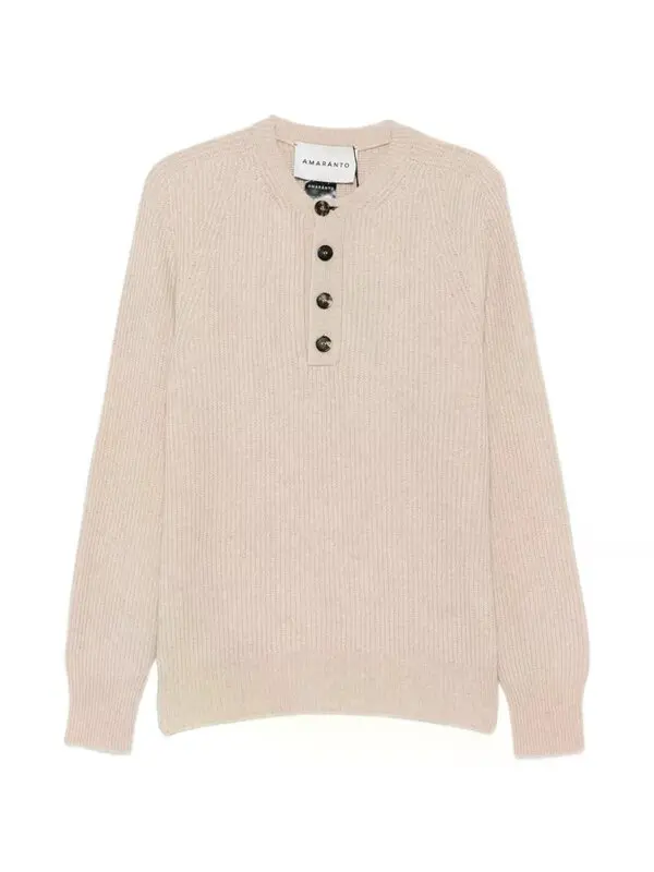 AMARANTO Ribbed-knit Button-fastening Sweater