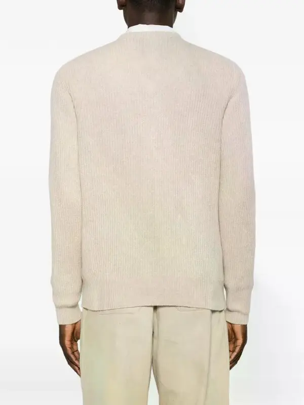 AMARANTO Ribbed-knit Button-fastening Sweater