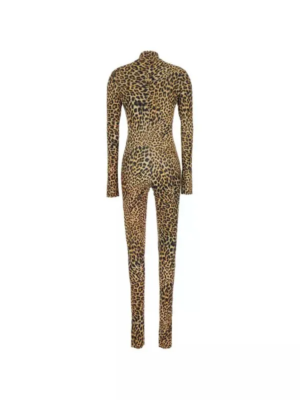 Norma Kamali Leopard-print High-neck Jumpsuit