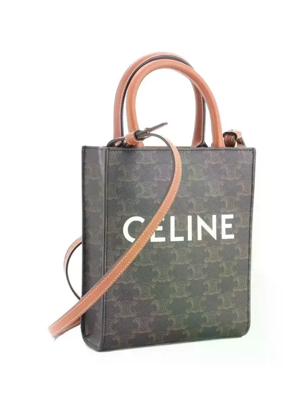 Celine Vertical Cabas Tote Triomphe Coated Canvas Mini Satchel